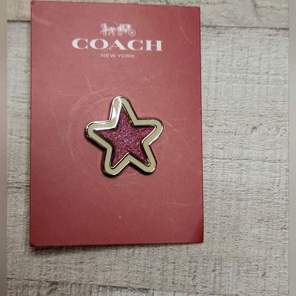 Coach | Jewelry | New Coach Enamel Red Star Pin Brooch Glitter Center ...